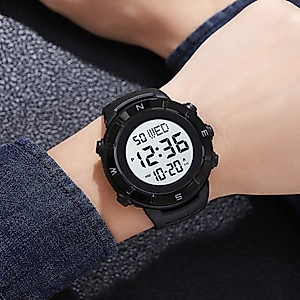 CakCity Sports Watch Men with Large Face 50M Waterproof Watch for Men Digital Watch Outdoor Sports Watches for Men Unisex,Black