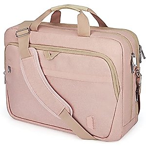 BAGSMART 17.3 Inch Laptop Bag, Large Expandable Briefcase for Women Business Office Travel Computer Bag Shoulder Bag Water Resistant Anti Theft Durable,Pink