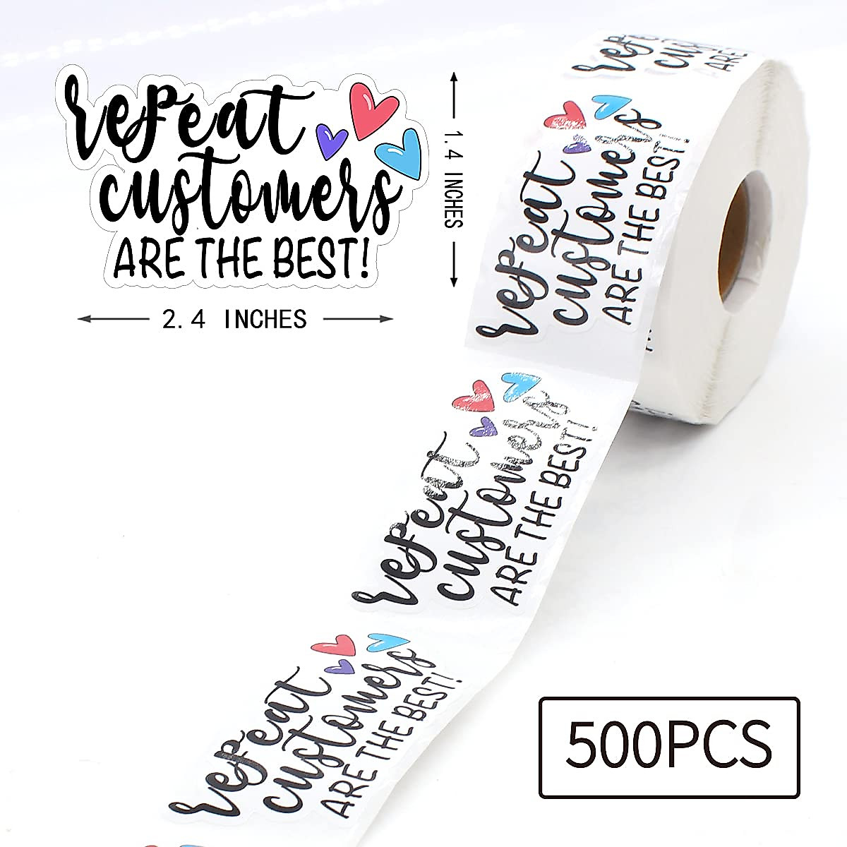 Littlefa 1.5” Repeat Customers Stickers,Thank You Stickers,Bakeries Stickers,Handmade Stickers,Small Business Stickers, Envelopes Stickers, Gift Bags Packaging 500 PCS