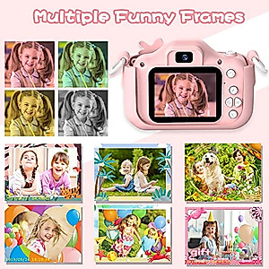 OUTUVAS Kids HD Digital Video Cameras for Toddler, Christmas Birthday Gifts for Boys and Girls Age 3+, 1080P HD Anti-Drop Camera, with 32GB SD Card. (Pink)
