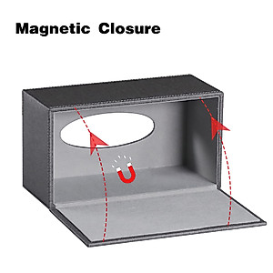 MEIBOOCH PU Leather Tissue Box Cover Rectangular Square Tissue Box Holder with Magnetic Bottom (10" x 5.5" x 4.5", Dark Grey)