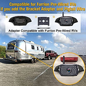 AMTIFO RV Backup Camera Wireless HD 1080P 8 Inch Touch Key Monitor Trailer Rear View System for Truck 5th Wheel Camper Reverse Cam DVR Split Screen 4 Channels Compatible with Furrion Pre-Wired RVs A5