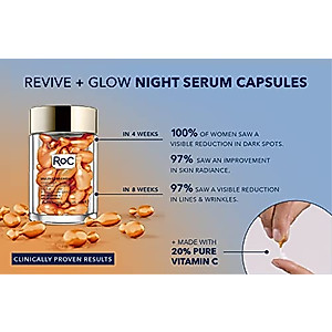 RoC Multi Correxion Revive + Glow 20% Pure Vitamin C Night Serum Capsules for Brightening, Dark Spots, and Texture