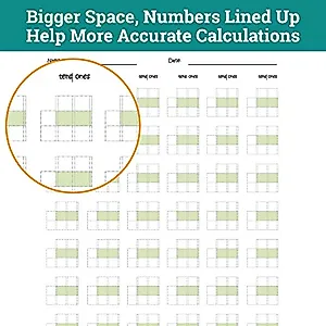 Channie’s Quick and Neat Math LineUp Workbook for 1st-3rd Grade Elementary School Students,Double Digit Math Made Easy, 80 Pages