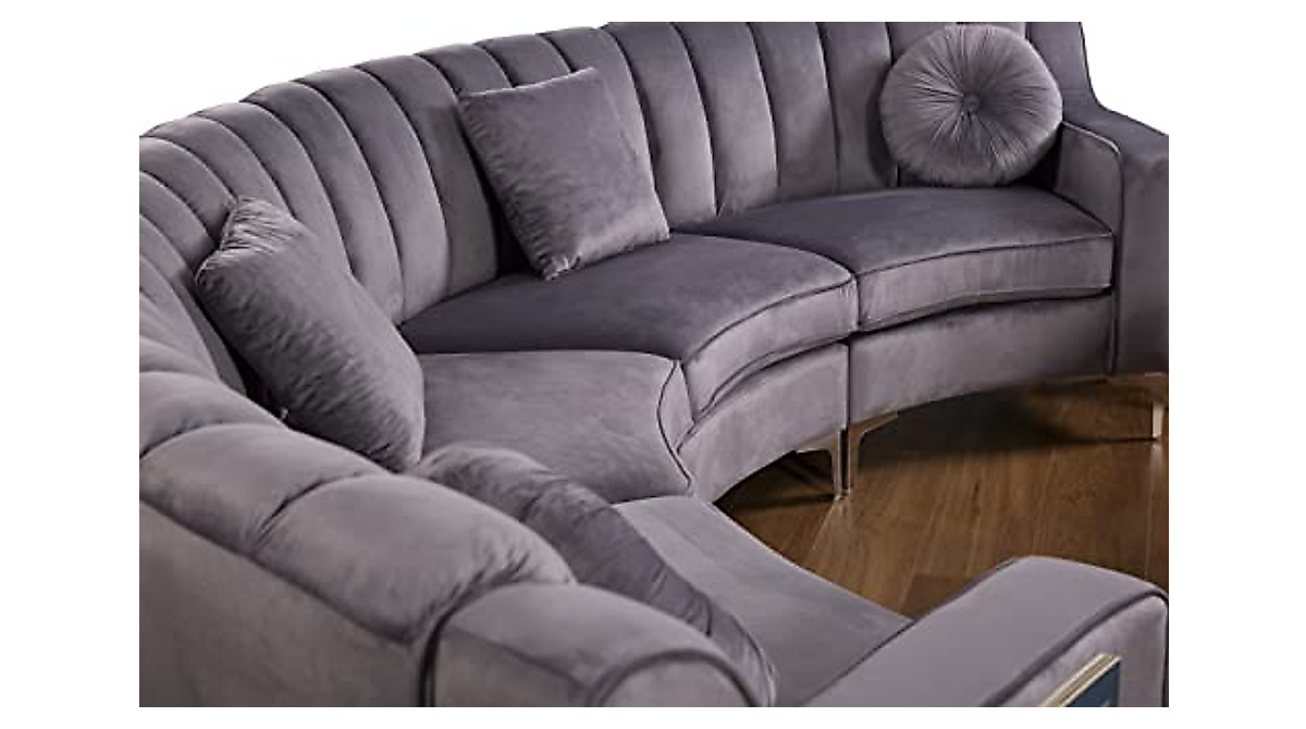 Cozy Grey Curved Sectional Sofa for Living Room