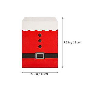 LUOZZY 50pcs Christmas Gift Bags Santa Claus Suit Christmas Kraft Paper Wrapping Bags Xmas Treat Candy Bags Xmas Holiday Birthday Party Gift Supplies Favor