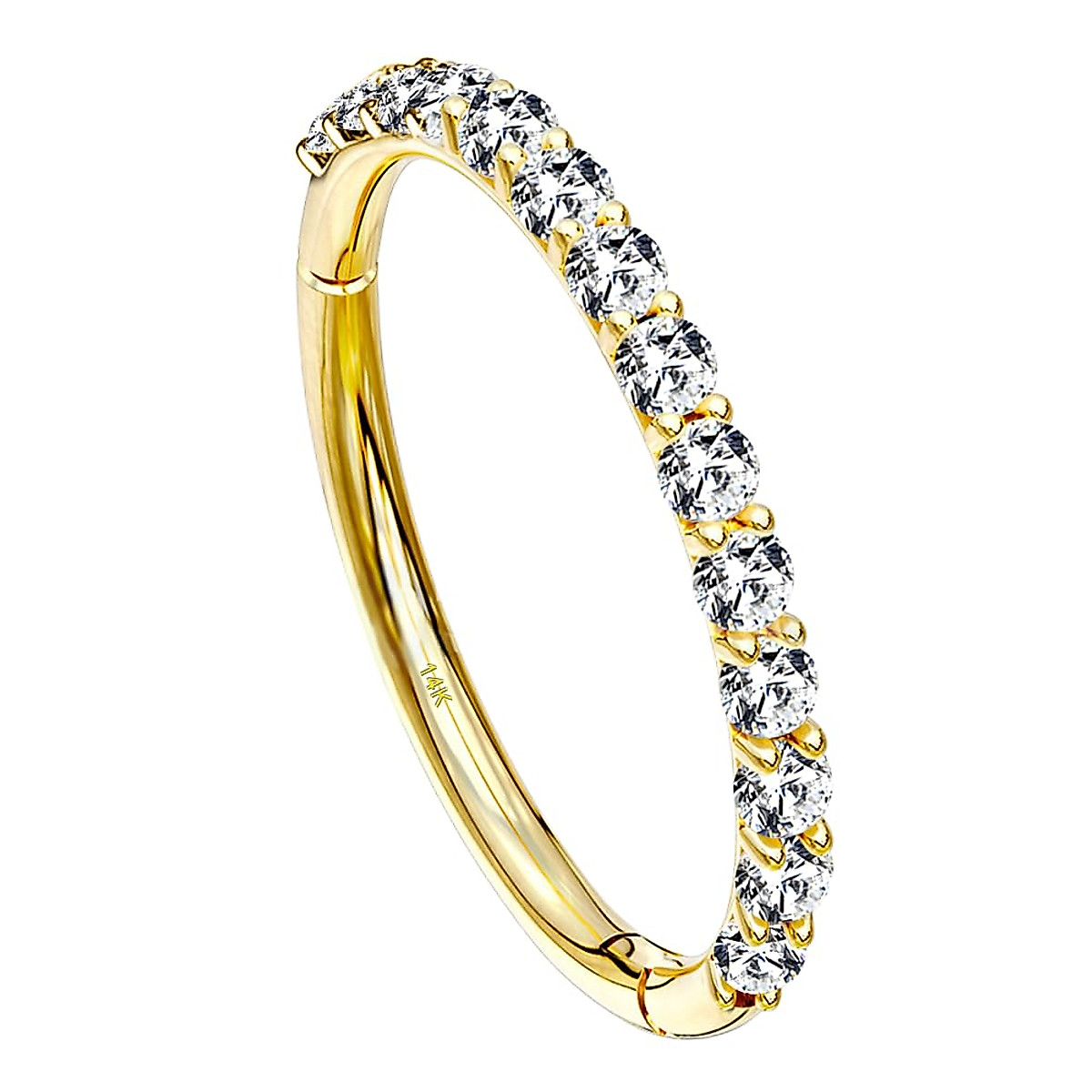 OUFER Gold Nose Ring Hoop 20G 14K Solid Gold Nose Piercing Jewelry Conch Tragus Cartilage Earring Hoop Clear CZ Paved Nose Rings for Women