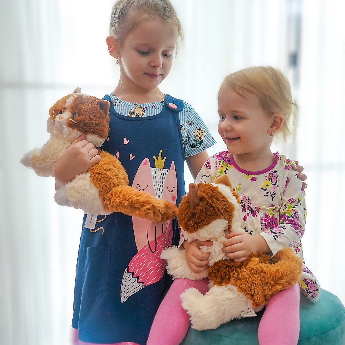 WEGEDU Tabby Kitten Cat Stuffed Animal - Calico Kitty Plush Toy for Kids and Babies, Bedtime and Birthday Gift, 14.6 inches