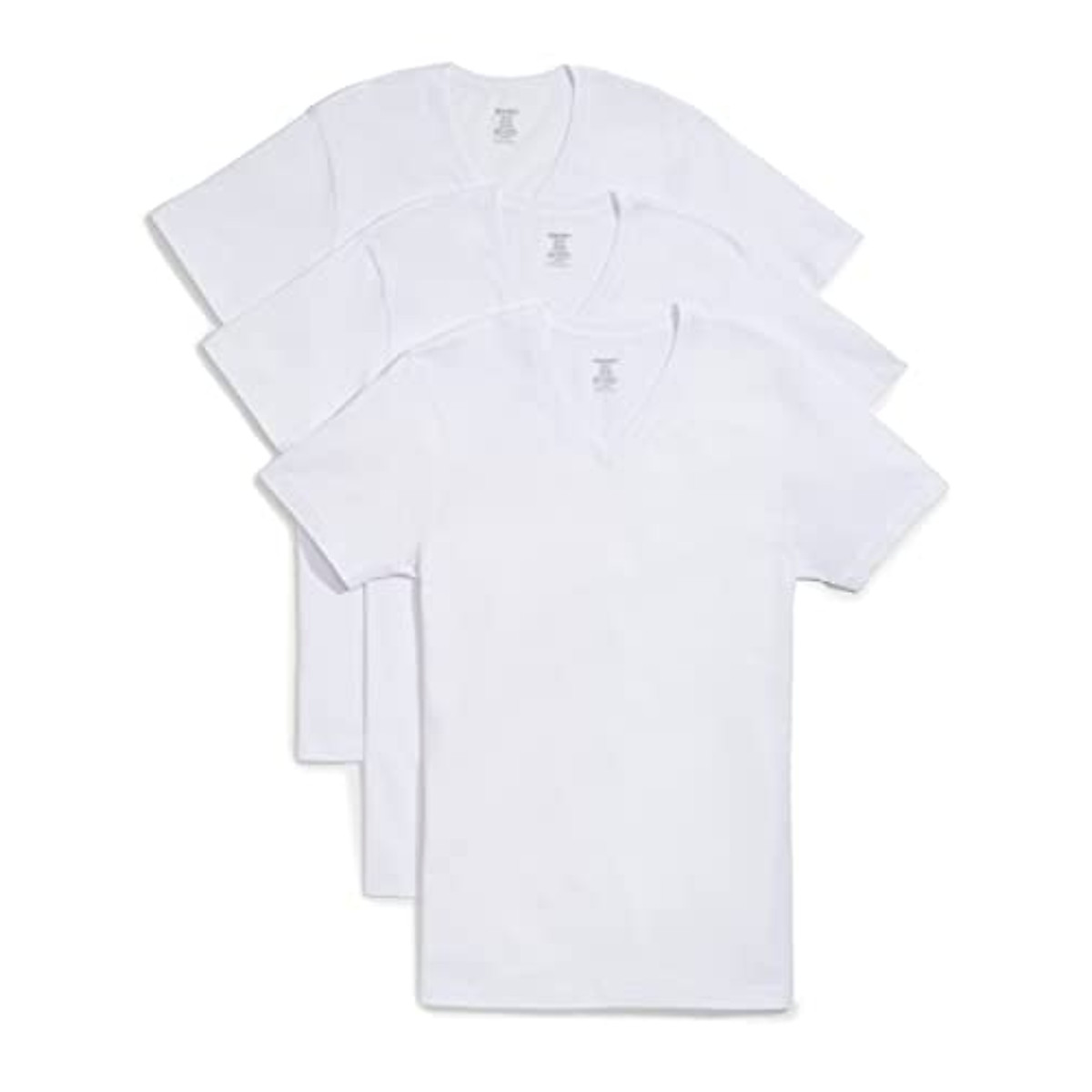 2(X)IST mens Essential Cotton V-neck T-shirt 3-pack Base Layer Top, White Natural, Large US