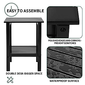 INTOBOO Outdoor Side Table,Rectangular End Table, Adirondack Small Side Tables, Patio Tables for Outside Pool Porch Deck Garden Backyard -Black
