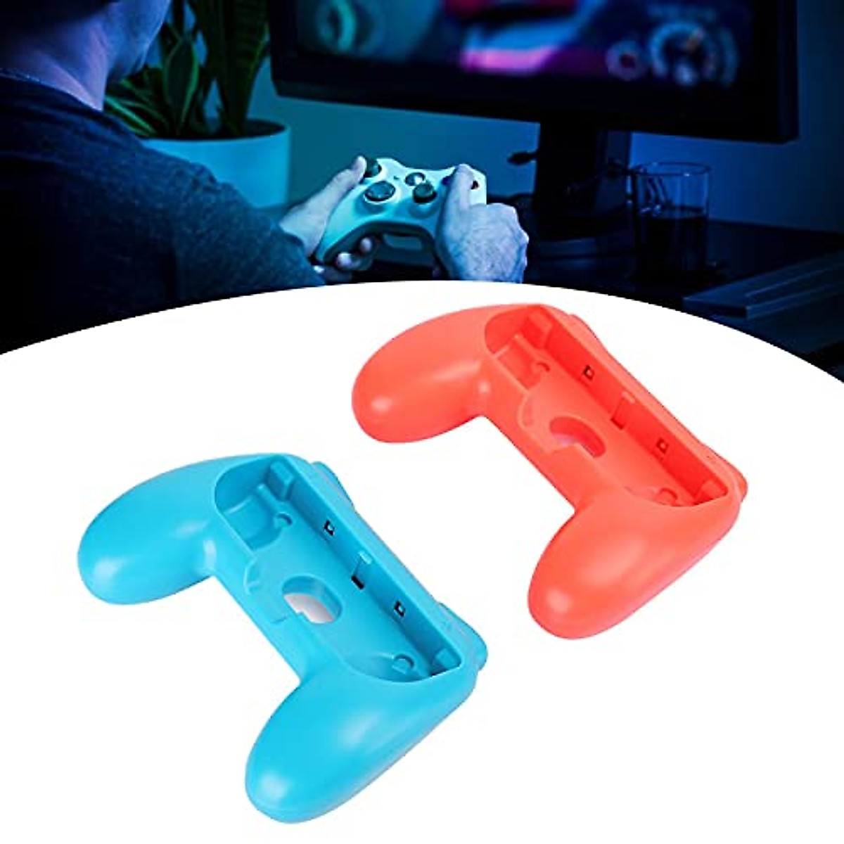 Games Grips, Joypad Protective Skin Made of ABS Material for Protect Your Controllers from Everyday Wear and Tear for Long‑Term Use(Red + Blue 2 Packs)