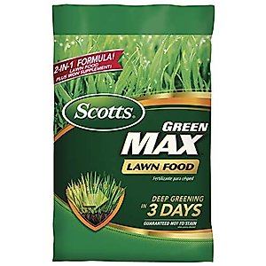 Scotts Green Max Lawn Food, Lawn Fertilizer Plus Iron Supplement for Greener Grass, 5,000 sq. ft., 16.67 lbs.