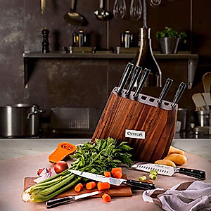 CUTLUXE 4 Pcs Steak Knife Set & 8 Pcs Knife Block Set– Forged High Carbon German Steel – Full Tang & Razor Sharp – Ergonomic Handle Design – Artisan Series