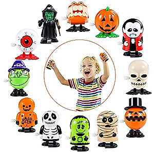 Halloween Toys for Kids Party Favors - Halloween Kids Gifts Wind Up Toys Bulk Halloween Treats for Toddlers| 12 Pcs Small Toys for Treasure Box Halloween Prizes Goodie Bag Fillers Classroom Supplies