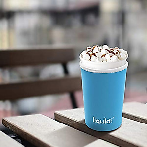Grand Fusion Frapp-Wrap Coffee Cup Holder, Drip-Proof and Reusable Hot and Iced Coffee Sleeve for Travel, No Sweating Condensation on Papers or Desks, Comfortable on Hands, Light Blue
