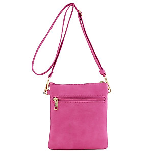 Functional Multi Pocket Crossbody Bag (Fuchsia)