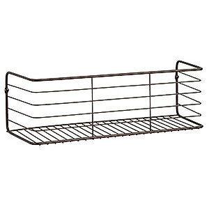 mDesign Wide Metal Wall Mount Decor Storage Organizer Display Shelf - Hang in Bathroom, Kitchen, Entryway, Hallway, Mudroom, Bedroom, Laundry Room - Concerto Collection, Bronze