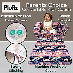 Pluffz Toddler Couch - Convertible Kids Sofa for Playroom - Premium Foldable Toddler Sofa Chair, Comfy Sofa for Kids, Toddler Lounge Chair Indoor