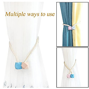 Anller 2 Pieces Magnetic Curtain Tiebacks, 16 Inch Decorative Curtain Holdbacks, Drapery Tiebacks for Window Décor, Purple & Blue