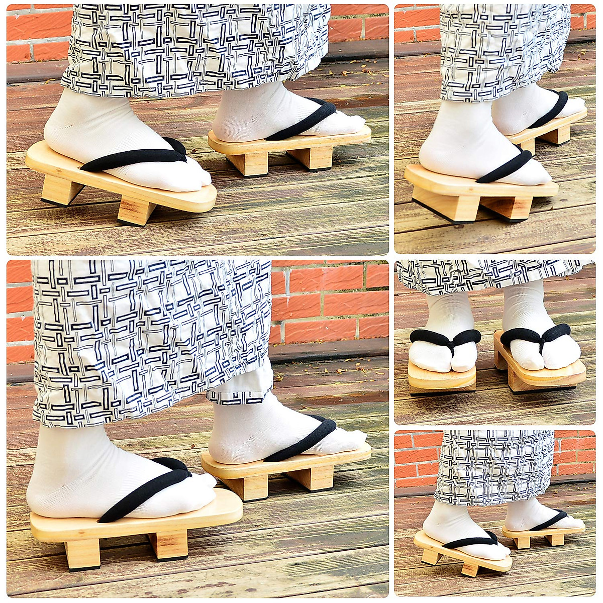 Japanese Wooden Clogs Sandals Japan Traditional Shoes Geta With Tabi Socks (US 8/25.5cm)