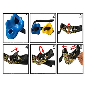 Altatac 18 Ninja Tree Climbing Holds, Rock Climbing Holds with 6 Black Ratchet Straps for Training for Kids