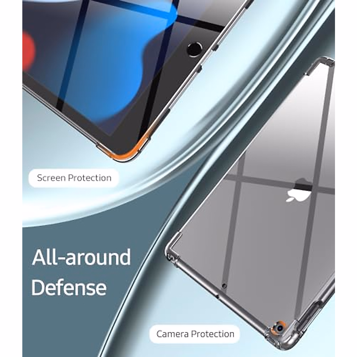 TiMOVO Case for New iPad 9th Generation 2021/8th Gen 2020/7th Gen 2019, Shockproof Impact Resistant Flexible Transparent Clear TPU Protective Shell Fit iPad 10.2-inch - Clear