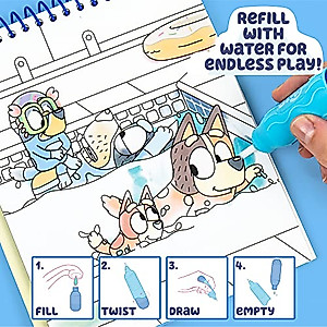 Bluey Aqua Art, Includes 4 Reusable Pages of Water Art & Water Pen, Color with Water Book, Water Reveal Activity Book, Paint with Water Books, Water Doodle Book, Reusable No-Mess Art Book