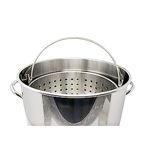 Ballington 13-Gal 16" Stainless Steel Stock Pot w Deep Steamer/Boil Basket & Lid