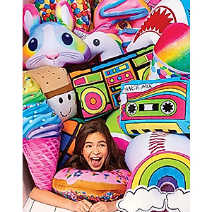 iscream Bubble Gum Scented Rainbow Swirl Cone Shaped 25" x 12" Microbead Pillow
