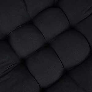 ELFJOY 4 Pack Chair Cushions for Dining Chairs 17x17 inch Seat Cushions for Kitchen Chairs Soft and Comfortable Square Chair Pads with Ties, Black