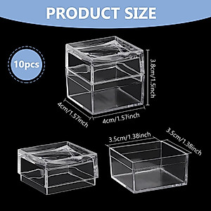 BENECREAT 10pcs 1.57x1.57 Inch Magnifier Box, Clear Square Magnifier Case Acrylic Display Box for Jewellery Display, Insect Observation, Crafting