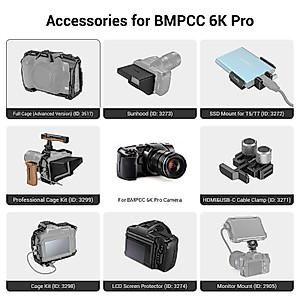 SmallRig Full Cage for BMPCC 6K Pro / 6K G2, for Blackmagic Pocket Camera Battery Grip, Comes with Built-in Removable Pogo Pin Connector, Locating Holes for ARRI and NATO Rail - 3517