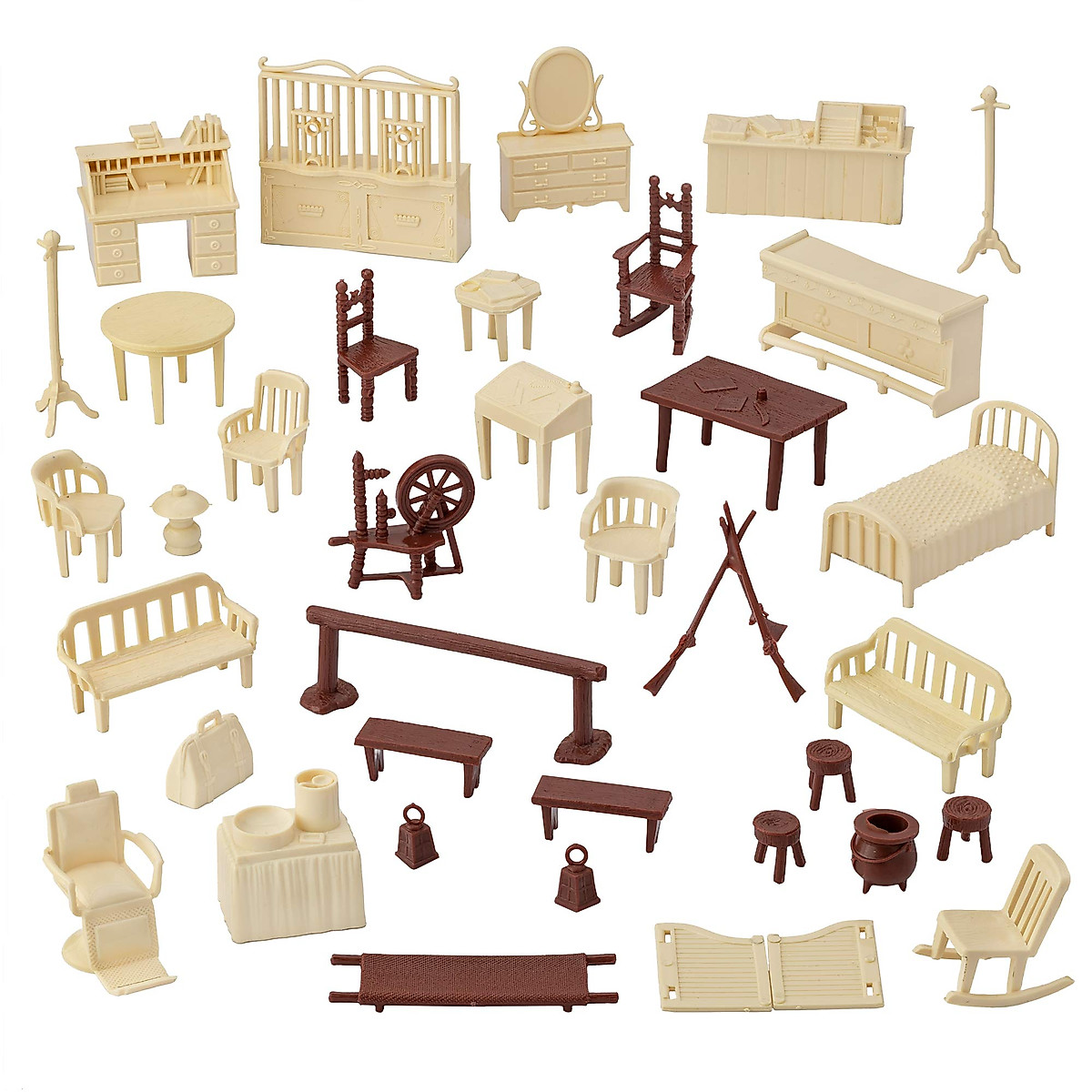 BMC Classic Marx Antique Furniture - 40pc Dollhouse Plastic Playset Accessories