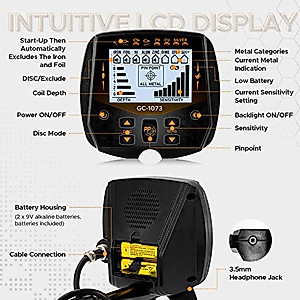 Metal Detector for Adults - High Sensitivity, Waterproof 10'' Search Coil, Adjustable LCD Backlight, 4 Professional Modes of Detection with Pinpoint Accuracy Gold Detector
