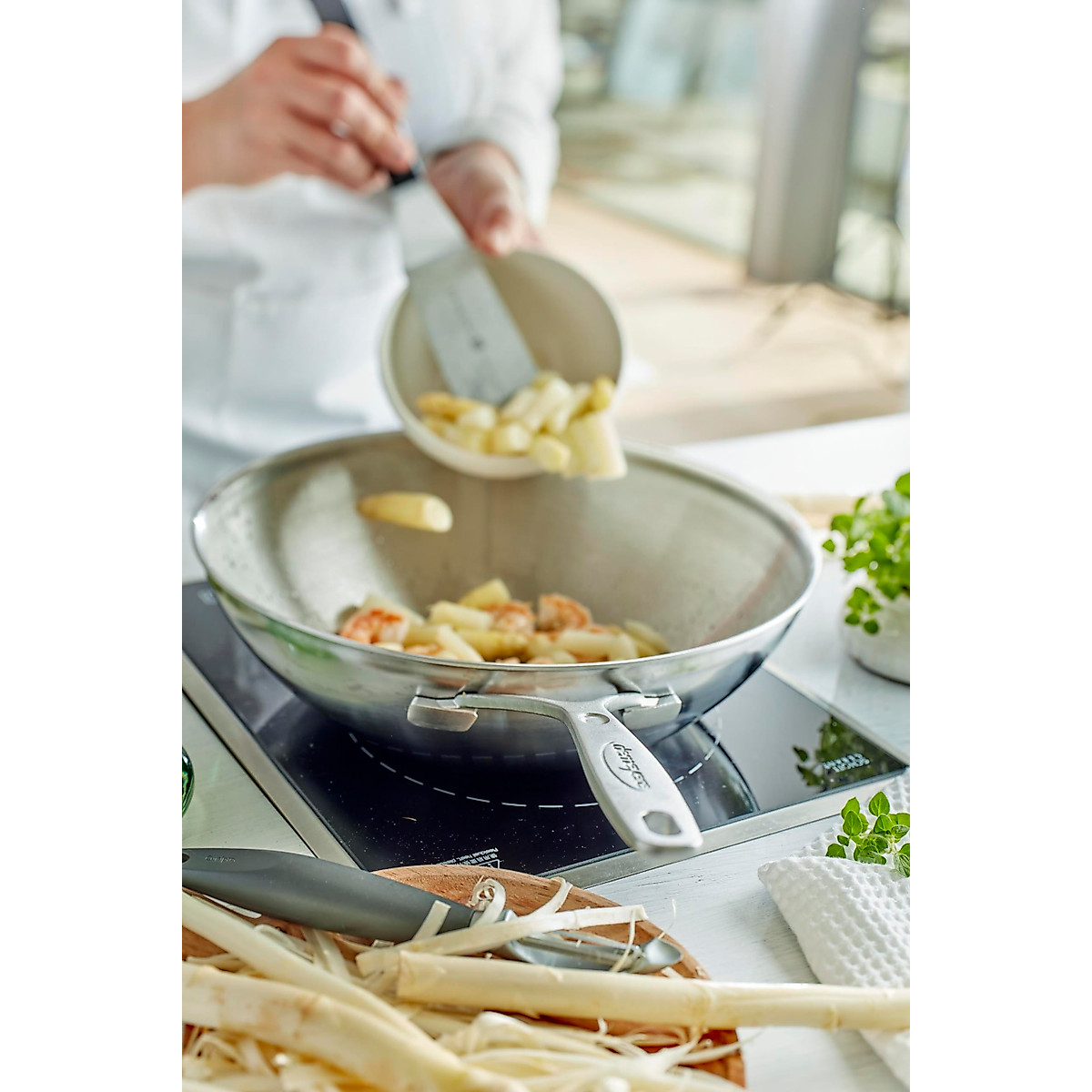 Demeyere Industry 5-Ply 5-qt Stainless Steel Flat Bottom Wok