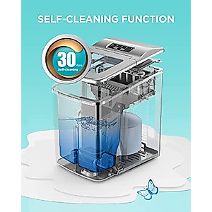 Ice Makers Countertop - Silonn Portable Ice Maker Machine for Countertop, Make 26 lbs Ice in 24 hrs, 2 Sizes of Bullet-Shaped Ice with Ice Scoop and Basket, Grey