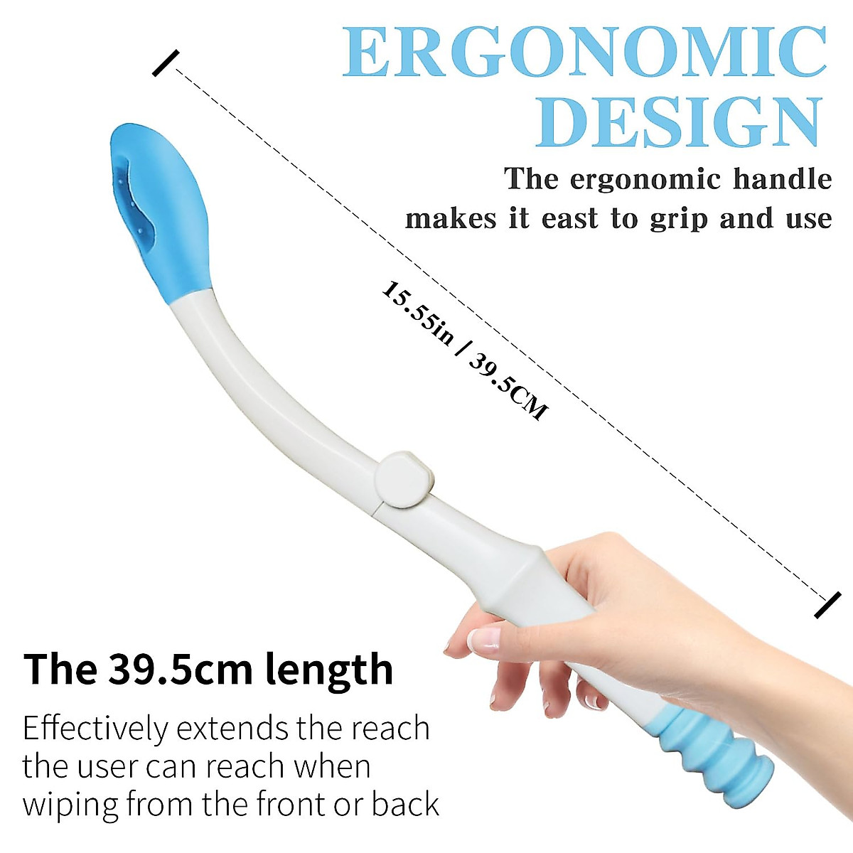 Foldable Toilet Aids for Wiping,15.7"Long Reach Comfort Toilet Wiping Aids Tools,Butt Wiper Self Wipe Assist Toilet Aids Wand,Bathroom Bottom Buddy Wiping Self Assist for Limited Mobility Elderly