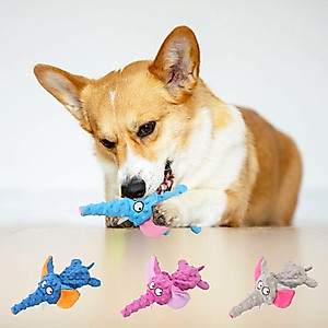 Pet Toy Bite-Resistant Interactive Plush Dog Chew Toy Elephant Shape Pet Squeaky Toy Rattling Paper Durable Pet Molar Teething Toy Soft Touch Pet Plaything for Dogs Other Pets Grey