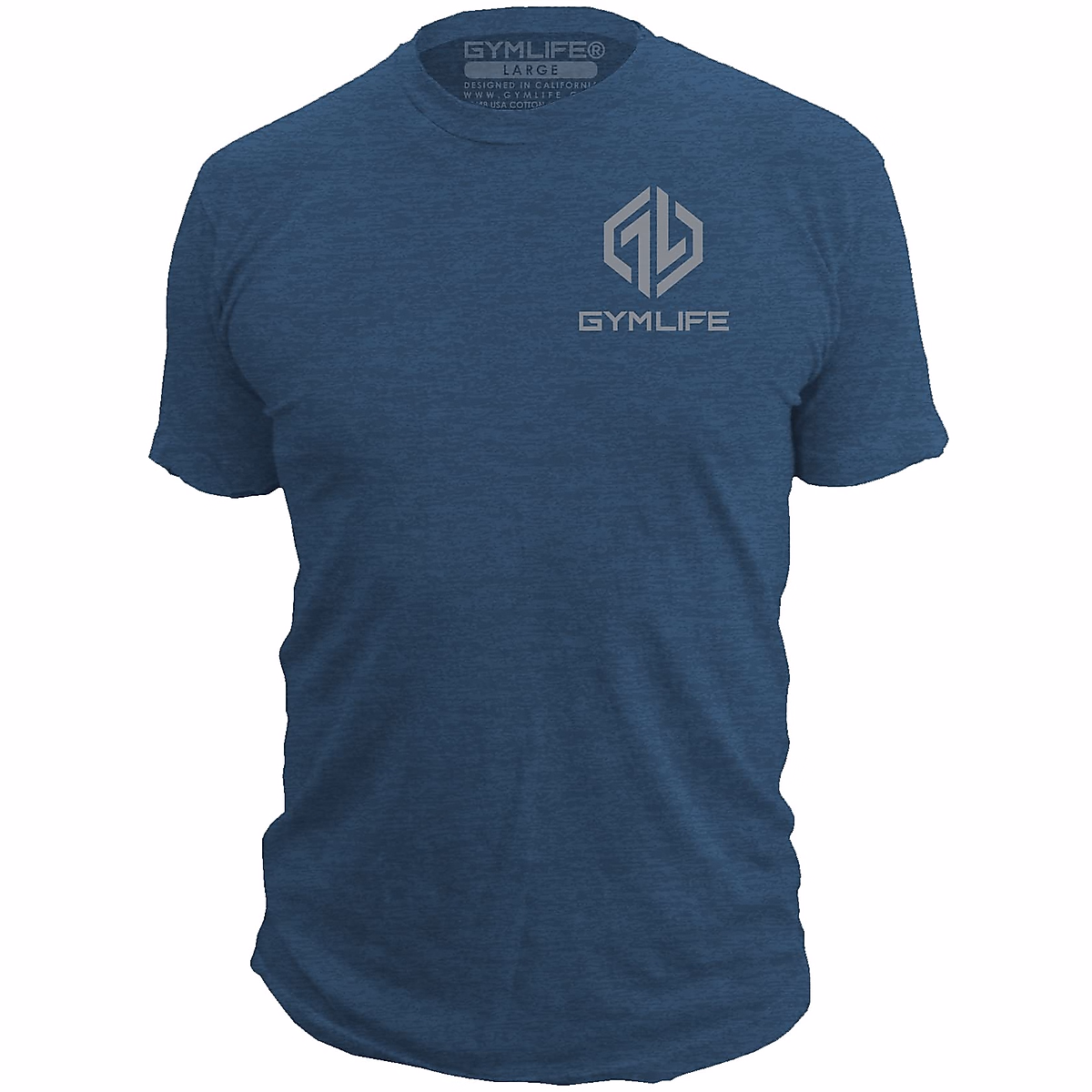 GYM LIFE Men's Power Up Icon Athletic Performance Short Sleeve Workout T-Shirt, Navy Blue (X-Large)