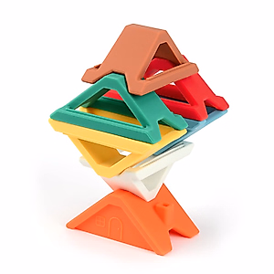 lofca Silicone Building Block Baby Educational Montessori Toy Toddler Stacking Sets House 7 Pieces