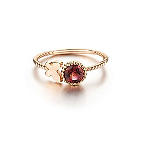 Carleen 18K Solid Rose Gold Round Pink Tourmaline Ring Dainty Fine Jewelry Butterfly Rings for Women (7)