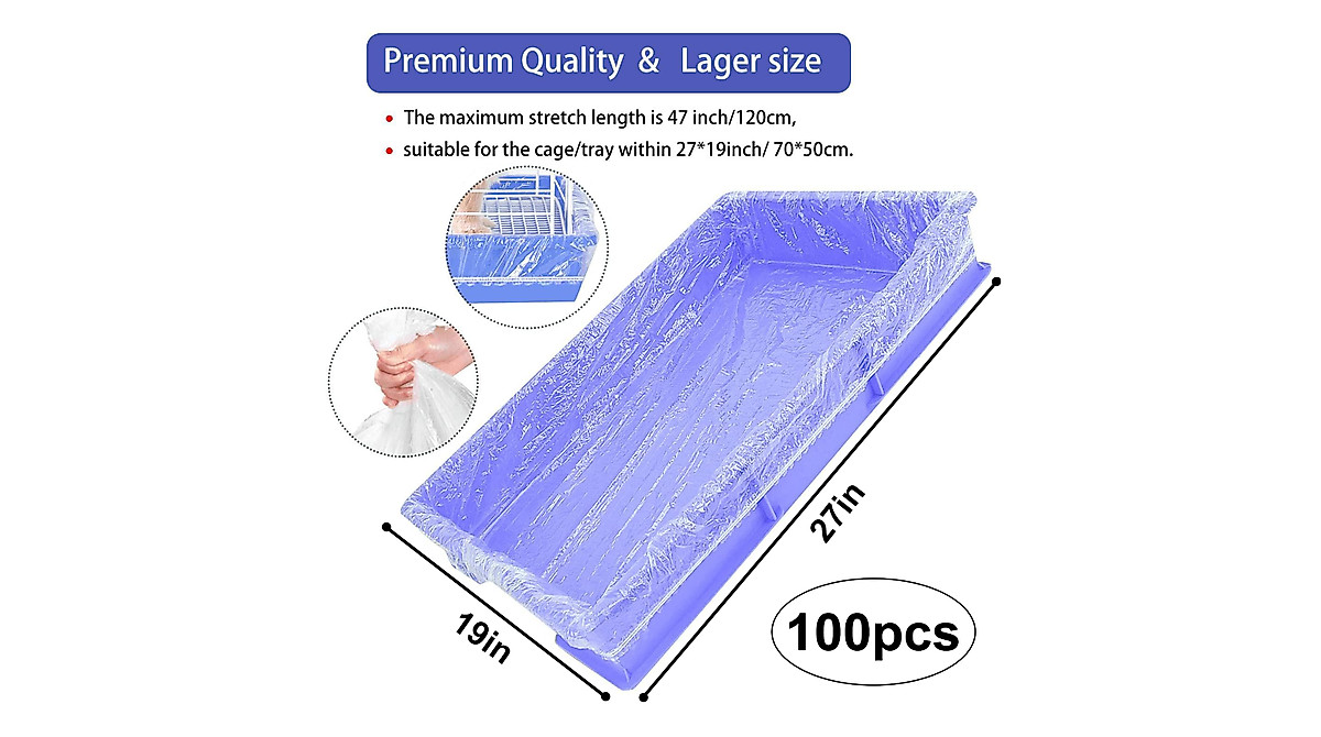 Disposable Cage Liners for Small Pets - 100 Pack Waterproof Plastic Film