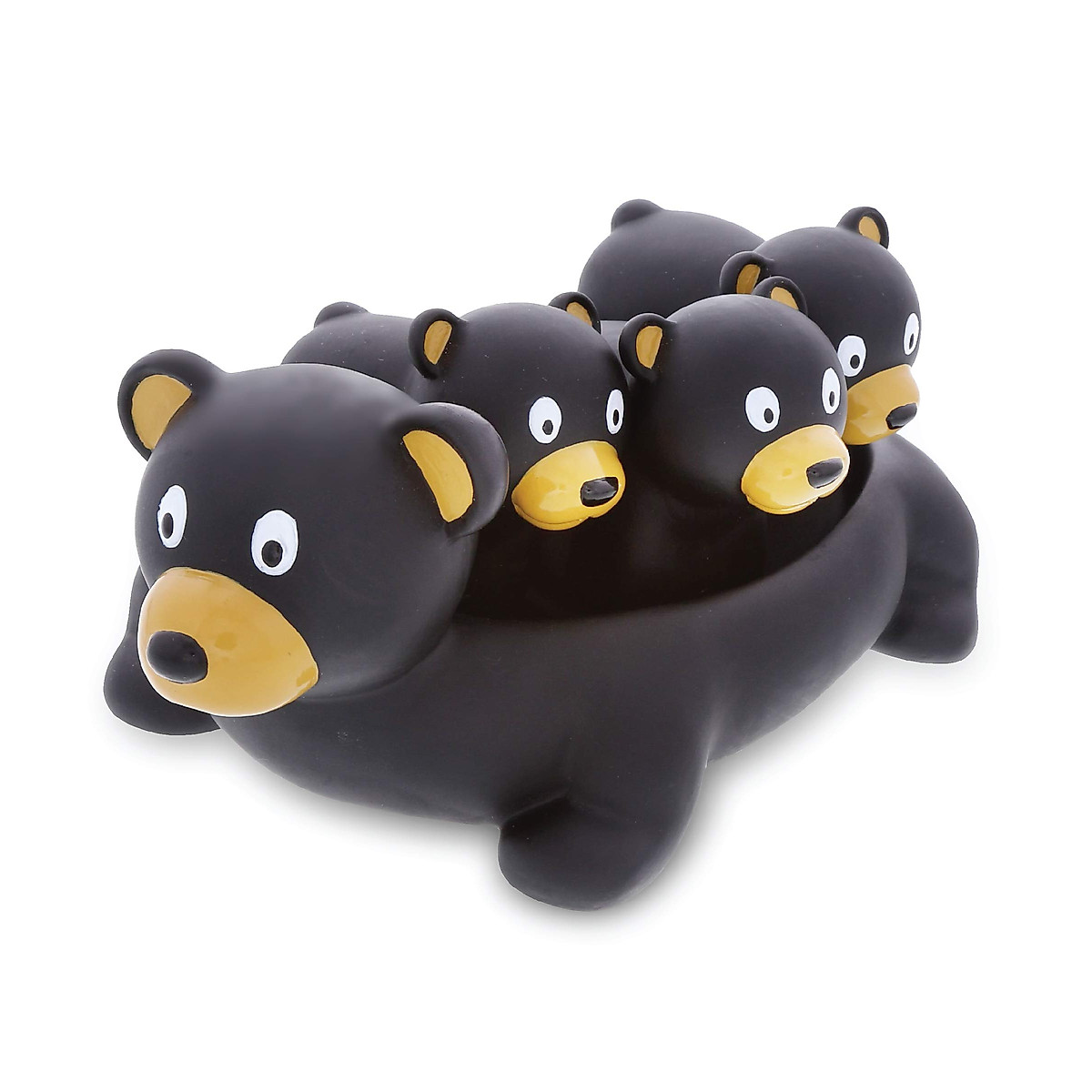 Dollibu Black Bear Family Animal Bath Squirters 4 Piece Bath Toy Set, Children Bath Toys for Bathtime & Water Fun, Girls & Boys Floating Cute Animal Rubber Squirt Toys, Pool Toys for Kids - Black Bear