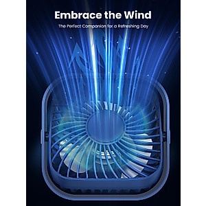 TOPK USB Desk Fan 2Pack Mini Personal Fan Portable, Strong Airflow & Quiet Operation, USB Powered, Three-Speed Wind Small USB Fan for Desk, 360° Rotatable Head for Home Office Table and Desktop Blue