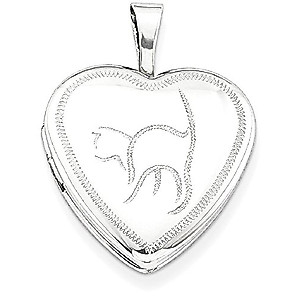 IceCarats 925 Sterling Silver Cat Heart Love Personalized Photo Locket Chain Necklace