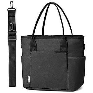 Lunch Bag for Women, ChaseChic Insulated Thermal Lunch Tote Bag Large Lunch Box Container for Adults with Adjustable Shoulder Strap, Reusable Lunch Cooler Bag for Office Work School Picnic, Black