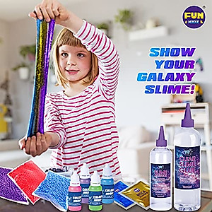 Toy Galaxy Slime Kit for Boys Girls 10-12, FunKidz Ultimate Fluffy Slime Making Kit for Kids Ages 8-10 D.I.Y. Glow, Galactic, Fun Slime Gifts