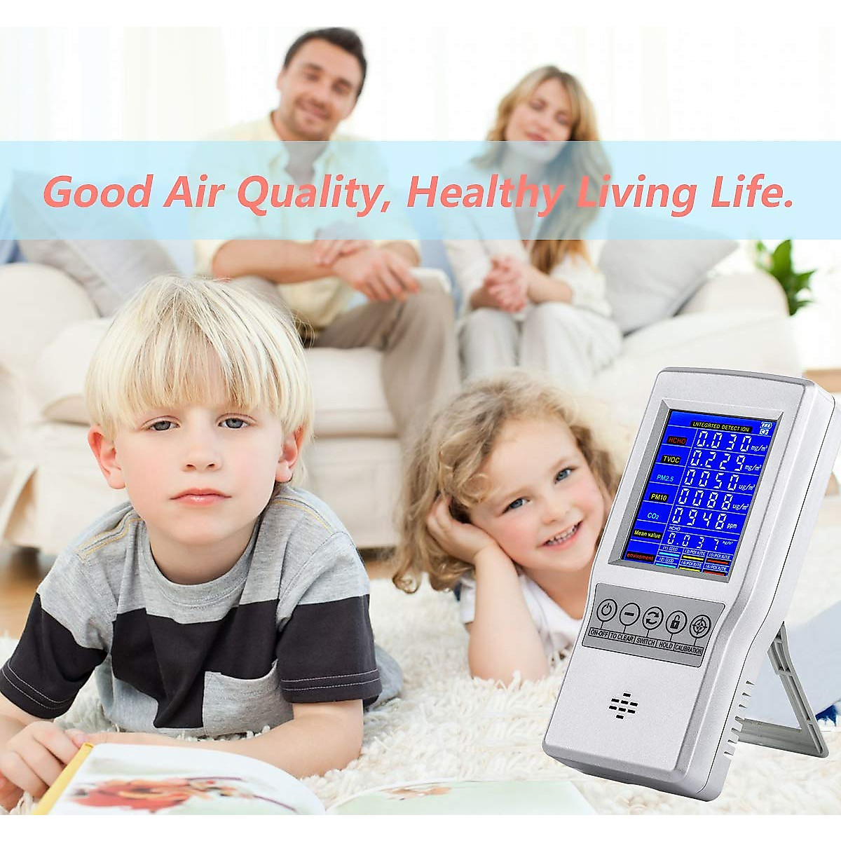 Air Quality Monitor BIAOLING Accurate Tester for CO2 Formaldehyde(HCHO) TVOC PM2.5/PM10 Multifunctional Air Gas Detector Real Time Data&Mean Value Recording for Home Office and Various Occasion