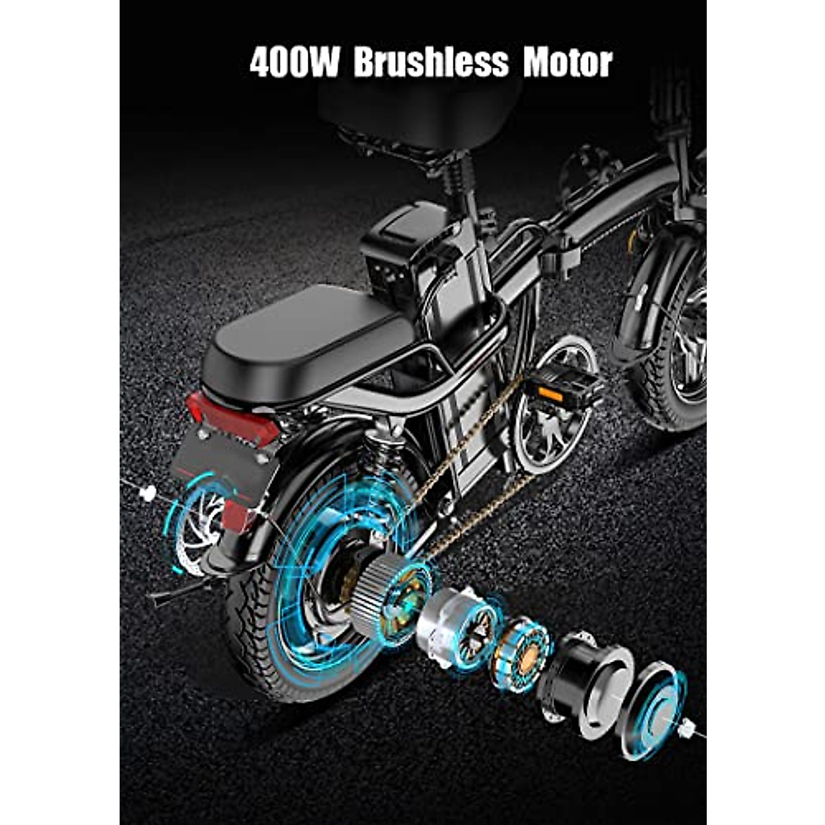 Upgrade Folding Electric Bicycle for Adults 400W 48V15Ah Build-in Lithium Large Battey Long Range 20 * 4.0" Fat Tire E-Bike All Terrien Mountain Snow Beach City Cruiser Electric Bike Engine Pro