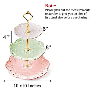 Jusalpha 3-Tier Porcelain Cake Stand-Dessert Stand-Cupcake Stand-Tea Party Serving Platter (3 Color-Gold)